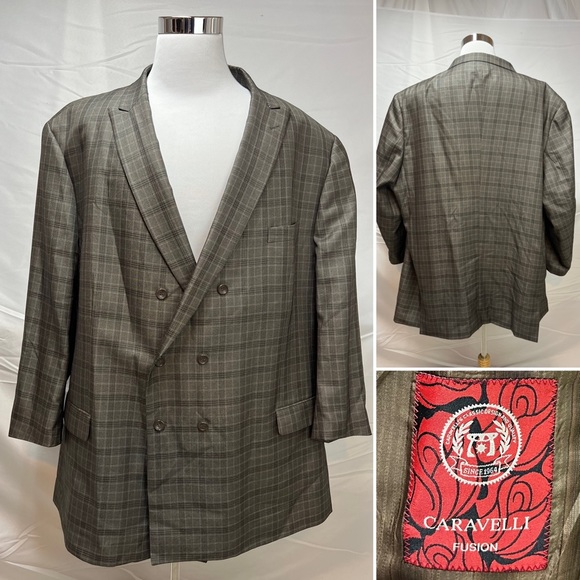 Caravelli | Suits & Blazers | Mens Caravelli Taupe Brown Windowpane ...